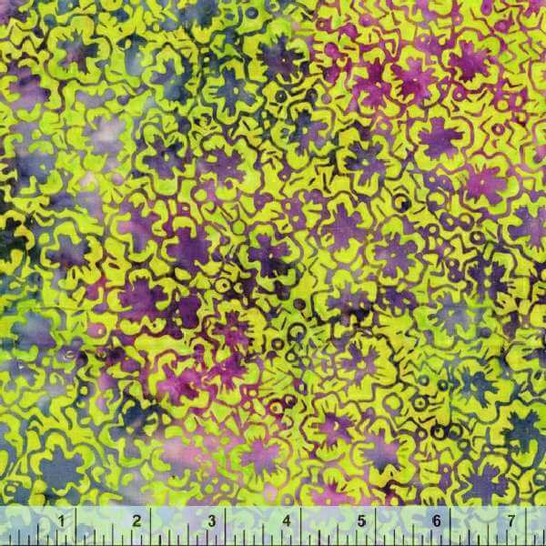 Violet Gem (Baliscapes) 2402Q-X Gem Mimosa Flower Batik Cotton – Windham Fabrics