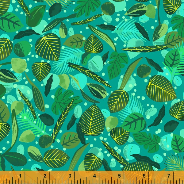 Plant Sitting Whistler Studios 52941-3 Teal Foliage Cotton – Windham Fabrics