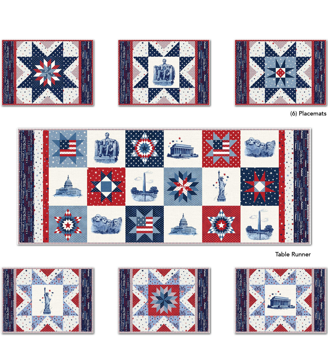 Red, Thread and Blue Tableset – Windham Fabrics