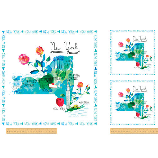 State Cotton Sara Franklin 51139P-X Multi New York Panel Cotton ...