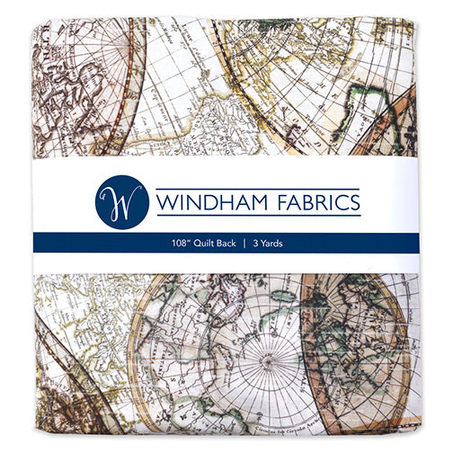 108" Quilt Back Whistler Studios 51386D-PCX Multi World Globes 108" (3 ...