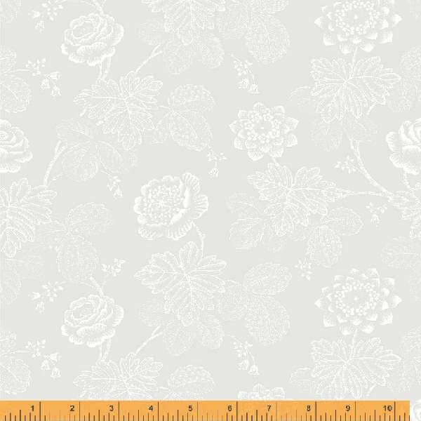 Crystal Whistler Studios 52564A-1 White On White Stippled Floral Cotto ...