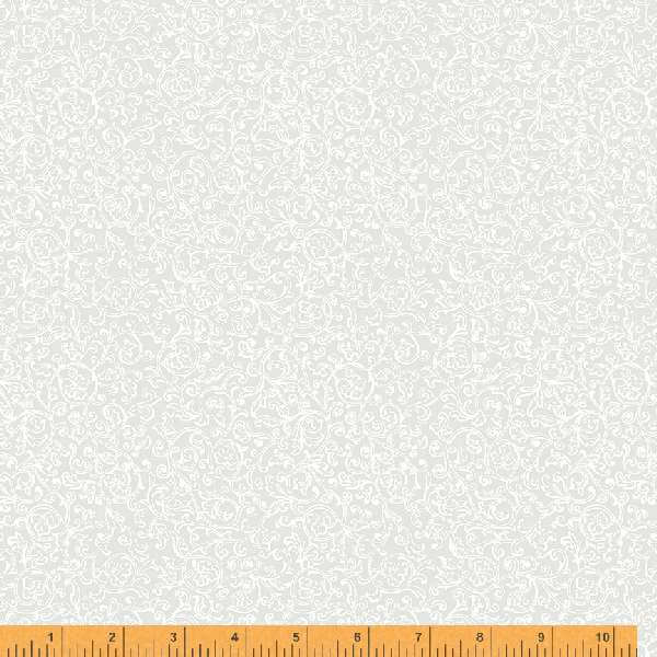 Crystal Whistler Studios 53022A-1 White On White Scrolling Vine Cotton ...