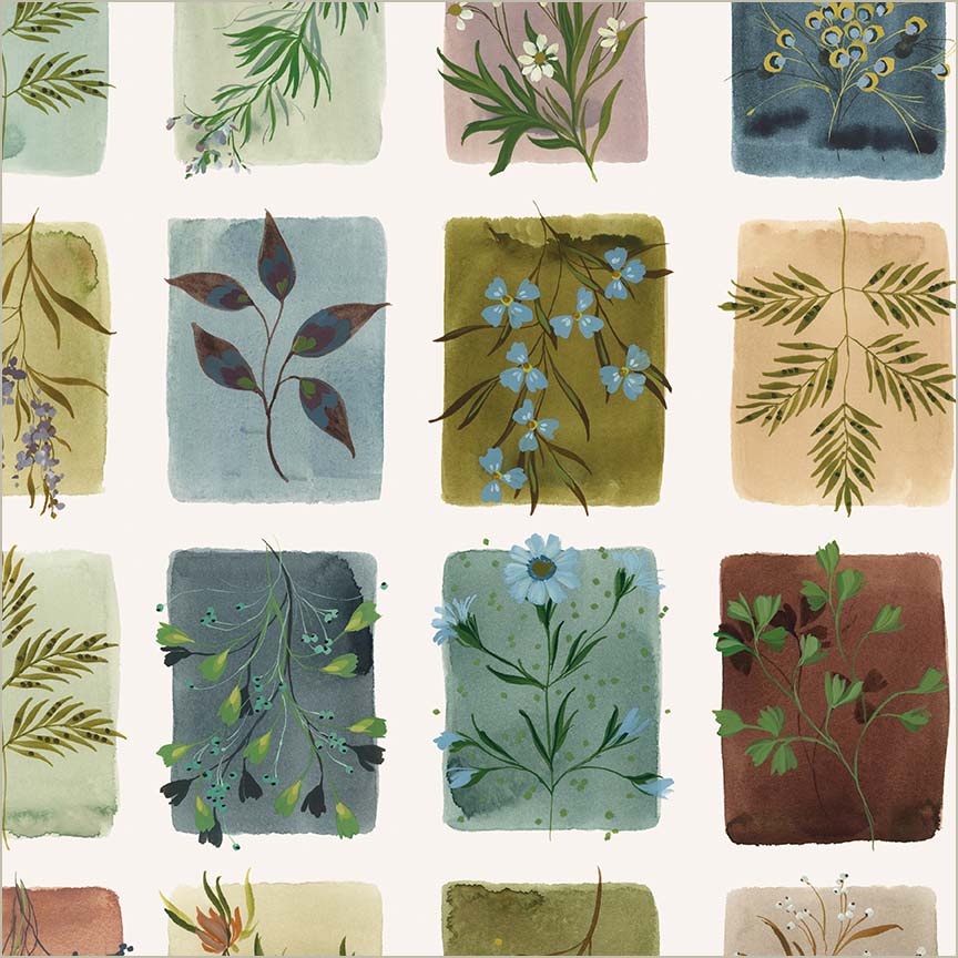 Bloomfield Kelly Ventura 54873D-5 Linen Tiny Botanicals High Density C ...