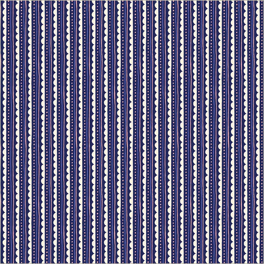 Folky Chicken Natalie Briscoe 55244-2 Indigo Scallop Edge Cotton ...