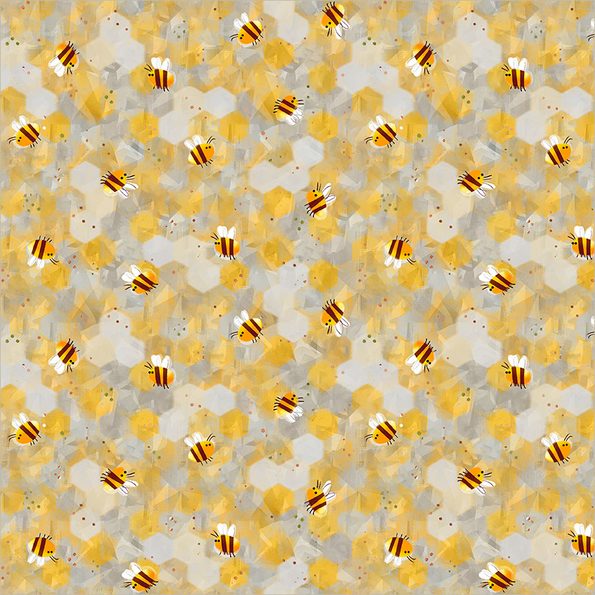 Animal Kingdom Gareth Lucas 55468D-16 Honeycomb Buzzing Bee Cotton ...