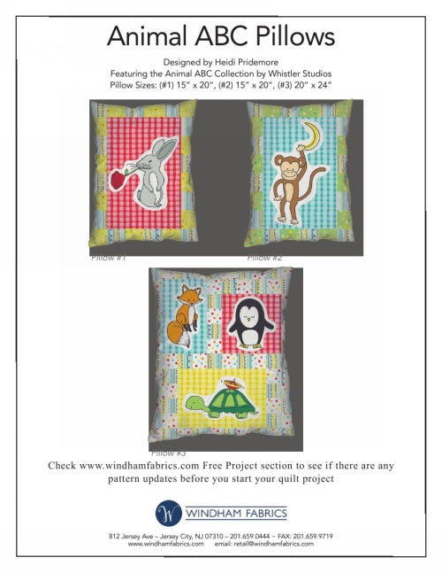 Animal ABC Pillows – Windham Fabrics